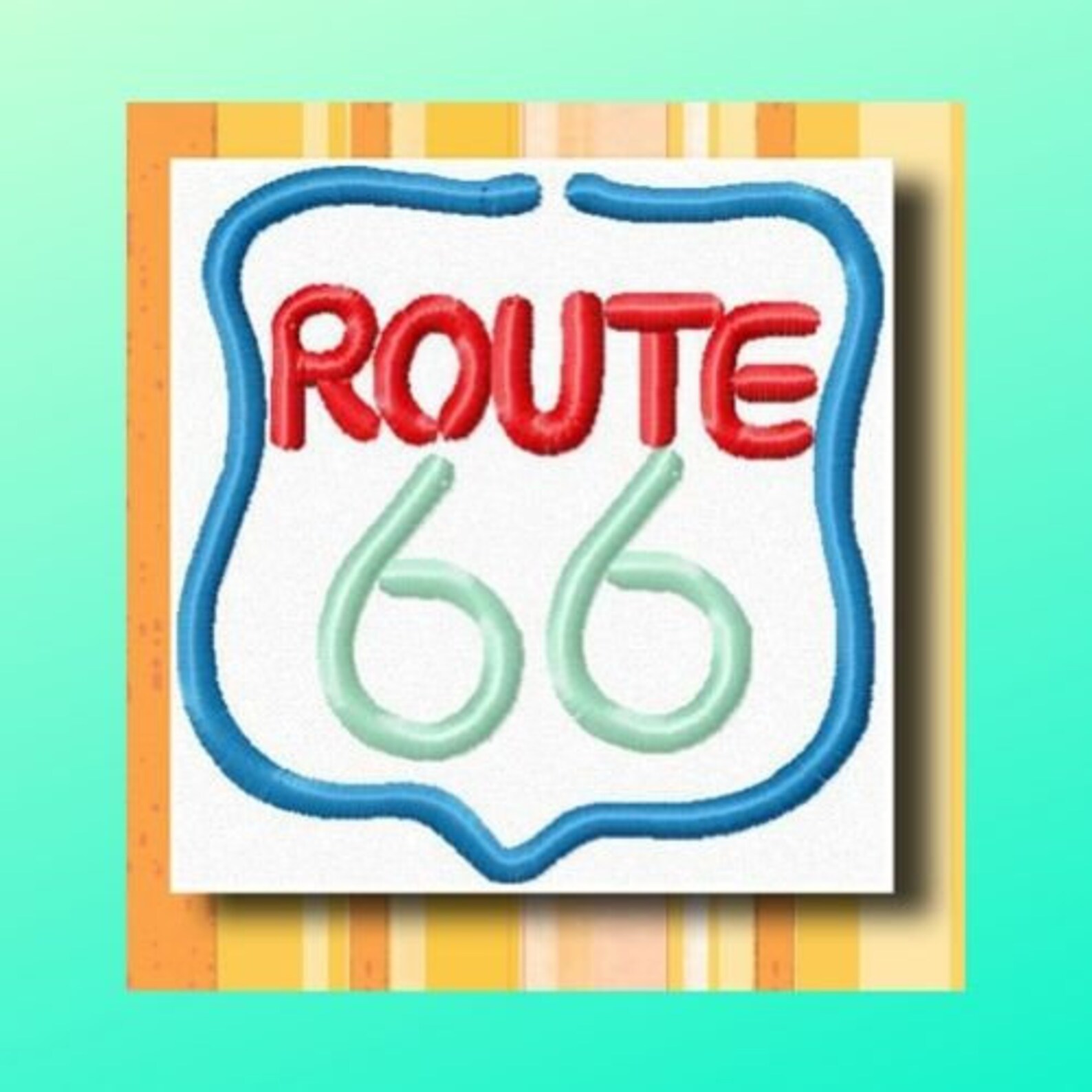 Retro Machine Embroidery, Neon Route 66 Embroidery Design, Get Your ...