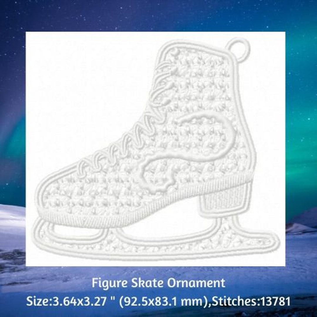 Machine Embroidery, Free Standing Lace Figure Skate Ornament, FSL Ice ...
