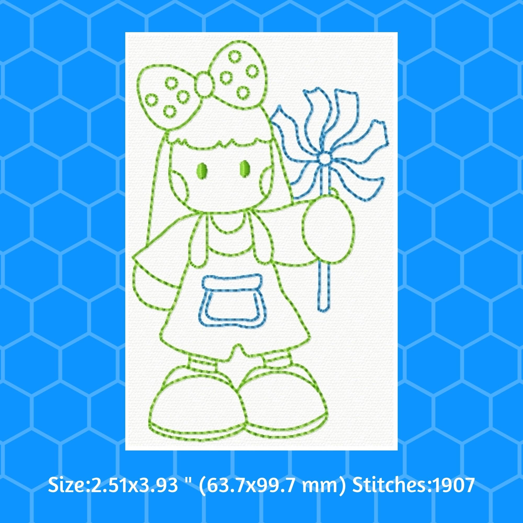 Machine Embroidery Colorline Girls Embroidery Designsinstant - Etsy