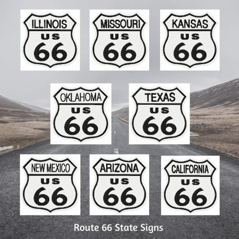 Digital Machine Embroidery Route 66 State Signs the Mother - Etsy