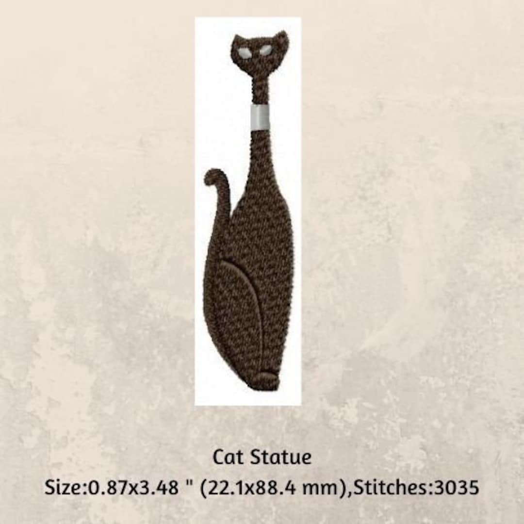 Retro Machine Embroidery, Mid Century Cat Statue Embroidery Design ...