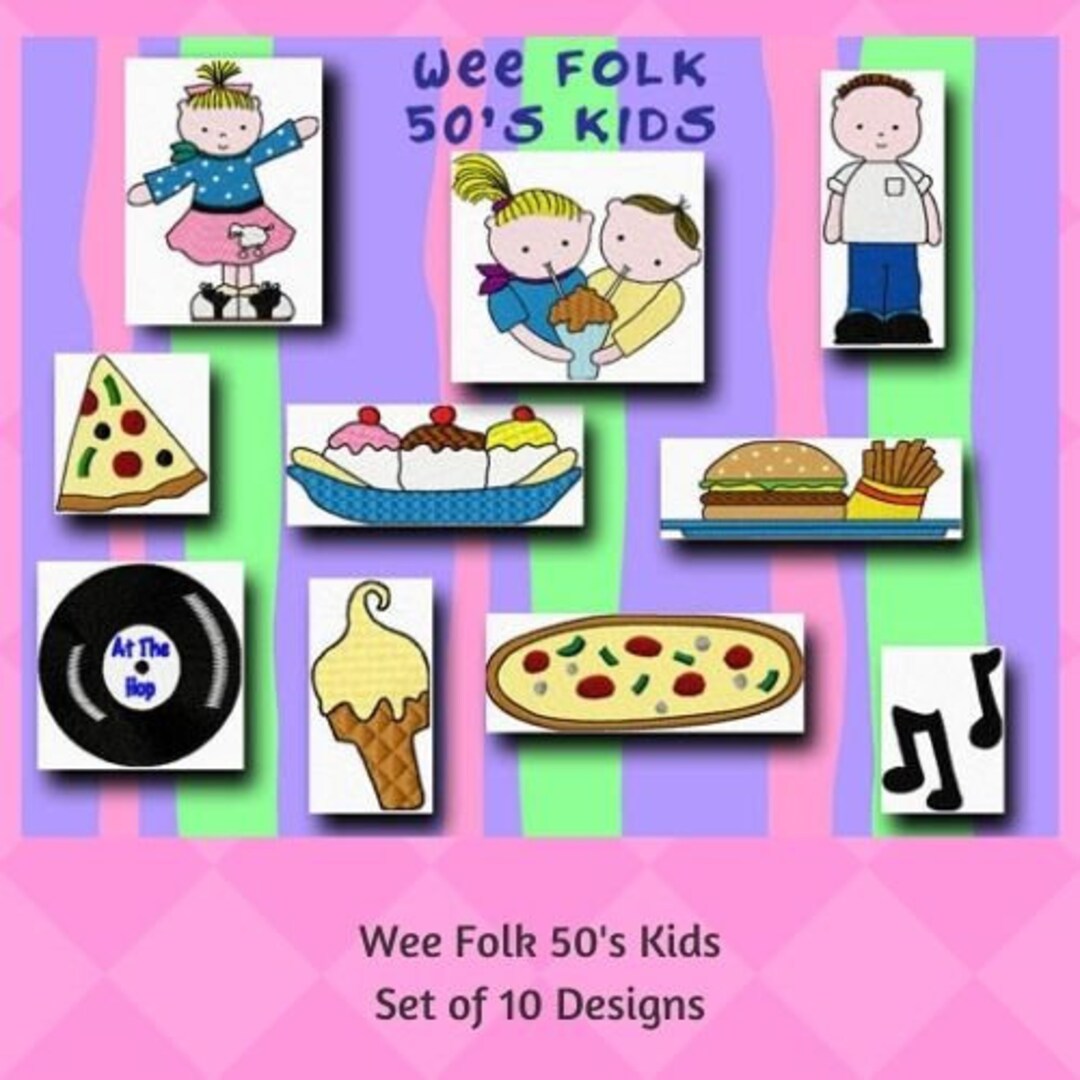 Machine Embroidery Digital Design, Wee Folk 50s Kids, 1950s Designs ...