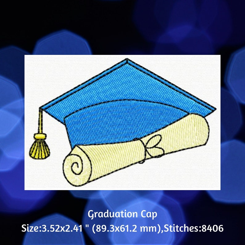 Digital Machine Embroidery Design Grad Cap Embroidery - Etsy