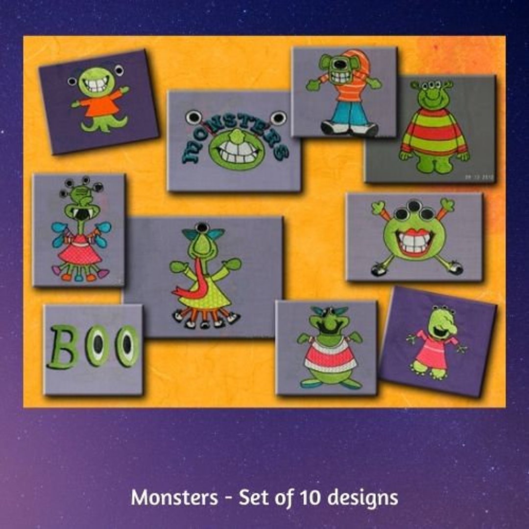 Machine Embroidery, Monsters Embroidery Designs, Instant Download ...