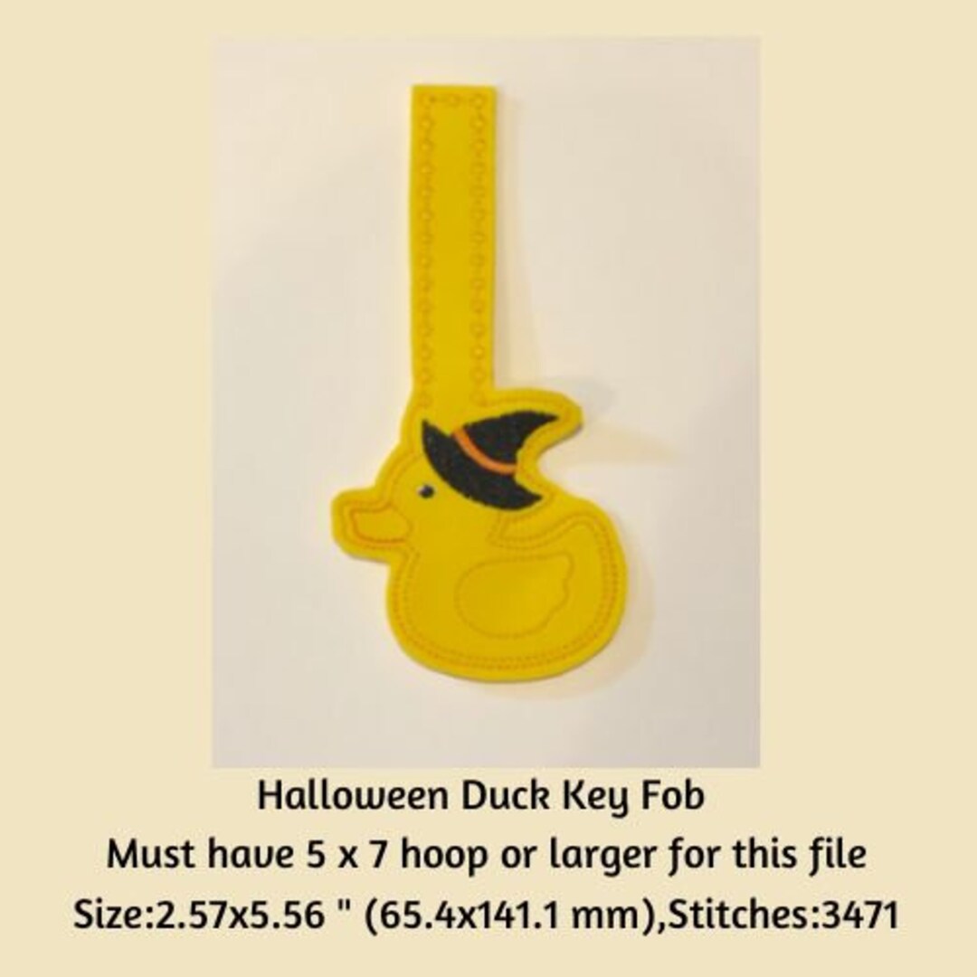 DIY Machine Embroidery File, Halloween Duck Key Fob Design, Embroidered ...