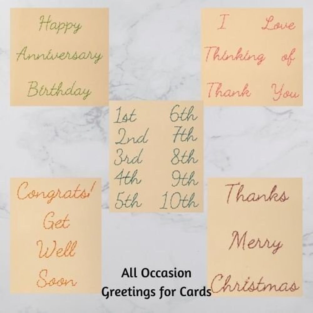 DIY All Occasion Greetings for Machine Embroidery Card Designs 1 ...