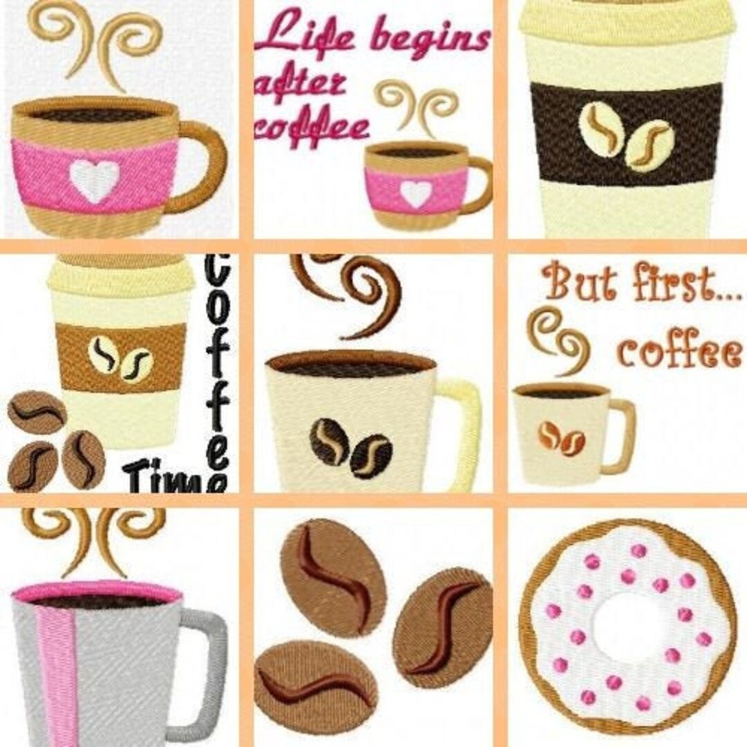 Machine Embroidery, Coffee Time Embroidery Designs, Instant Download ...