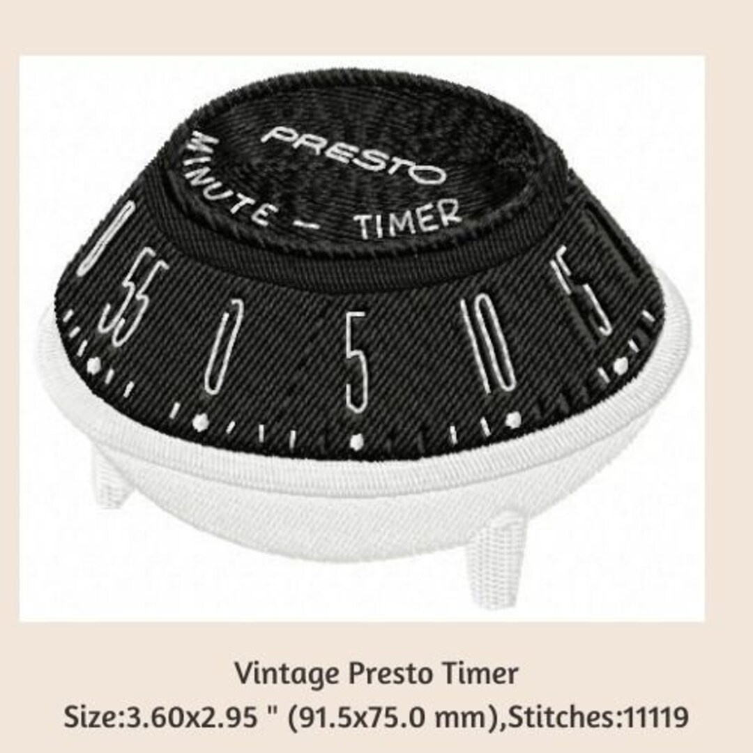 Retro Machine Embroidery Digital Design, Presto Timer Embroidery Design ...