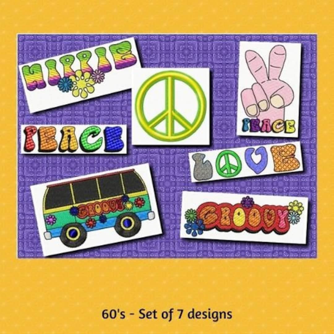 Designs for Machine Embroidery, 60s Embroidery Designs, Peace Sign ...