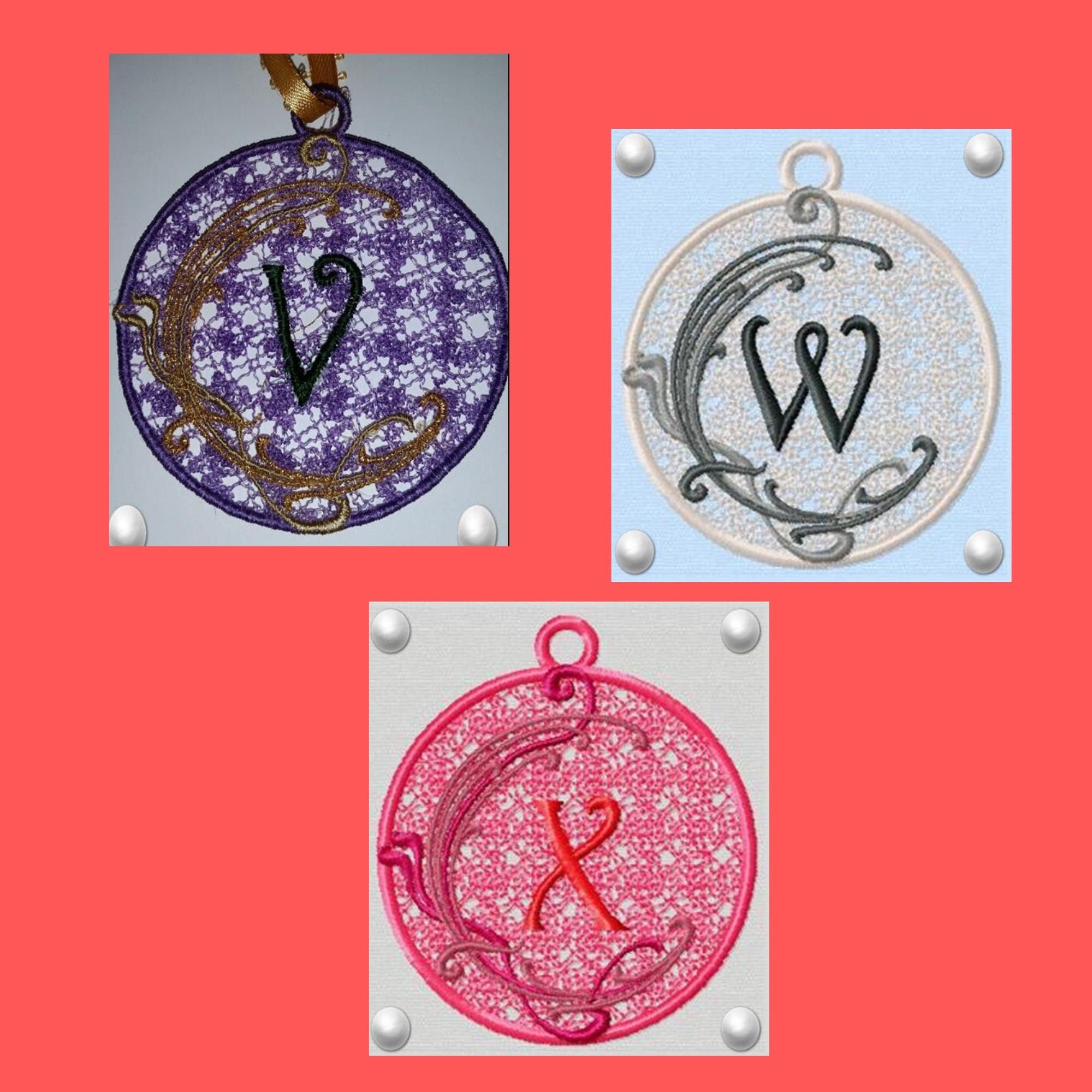 Free Standing Lace Alphabet Machine Embroidery /FSL Ornament | Etsy