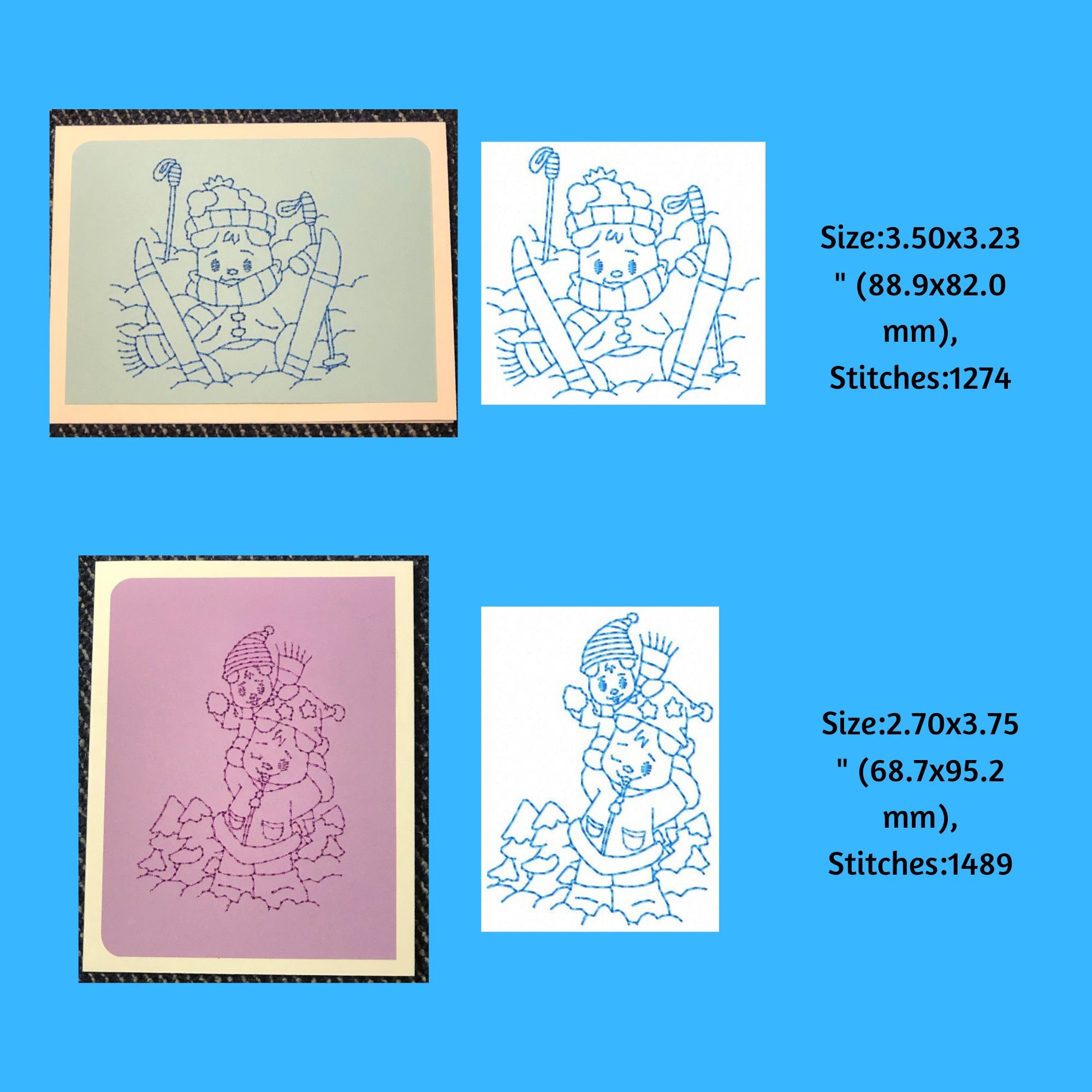 DIY Machine Embroidery Card Design Winter Teddies Card - Etsy