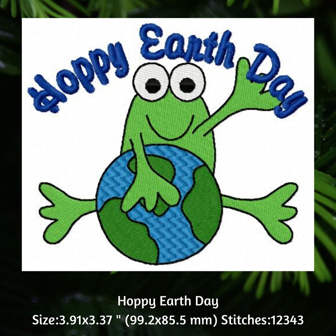 Machine Embroidery, Hoppy Earth Day Embroidery Design, Instant Download ...