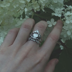 Gloomy Garden Party Ring Set, Floral Sterling Silver Nature Inspired ...