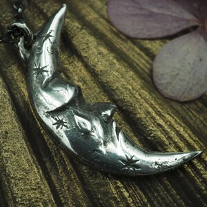 Crying Moon Necklace, Sad Mr Moon Sterling Silver Pendant. Celestial ...