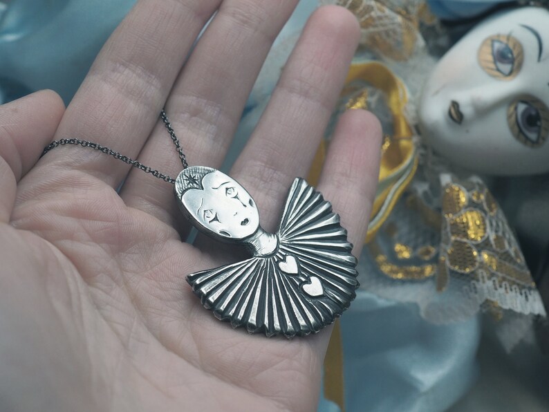 Pierrot Sterling Silver Necklace. Sad Clown Pendant. Handcrafted ...