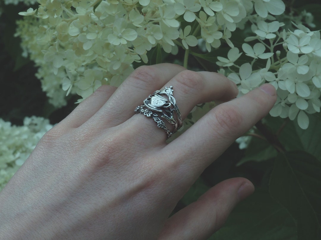 Gloomy Garden Party Ring Set, Floral Sterling Silver Nature Inspired ...