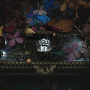 Sterling Silver Celestial Band, Stars and Moon Ring. Crescent Fairytale ...