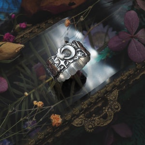 Sterling Silver Celestial Band, Stars and Moon Ring. Crescent Fairytale ...
