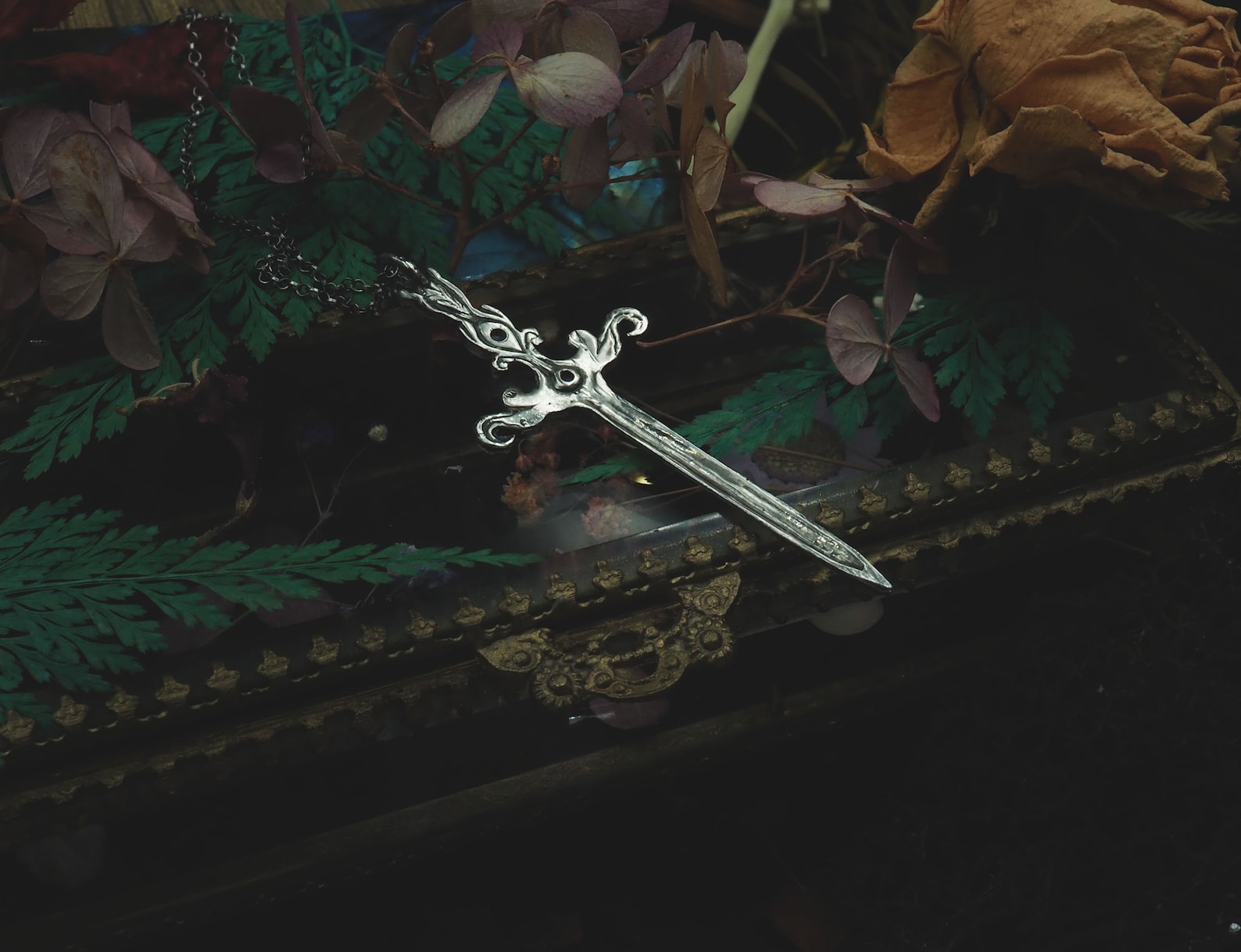 Magic Sword Necklace With Gemstones. Sterling Silver Statement Dagger ...