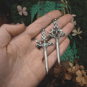 Magic Sword Necklace With Gemstones. Sterling Silver Statement Dagger ...