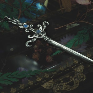 Magic Sword Necklace With Gemstones. Sterling Silver Statement Dagger ...