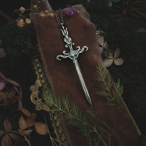 Magic Sword Necklace With Gemstones. Sterling Silver Statement Dagger ...