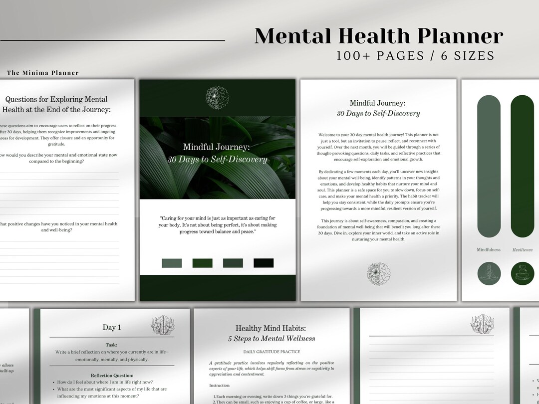 Mental Health Planner, Printable Planner, 6 Sizes: A5, Half Letter ...