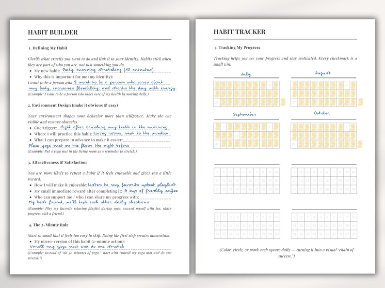 Habit Tracker & Habit Builder, Printable Goal Tracker, Behavioral ...