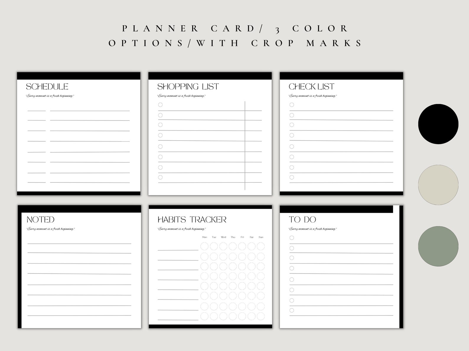 Printable Planner Cards | 3 Color Options | Planner Cards | Journal ...