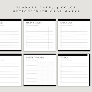 Printable Planner Cards | 3 Color Options | Planner Cards | Journal ...