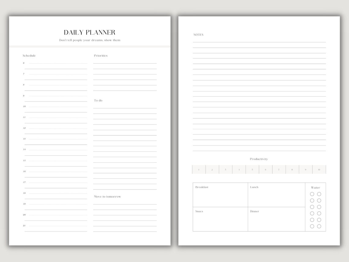 Undated Daily Printable Planner, 6 Sizes, Daily Planner, Schedule ...