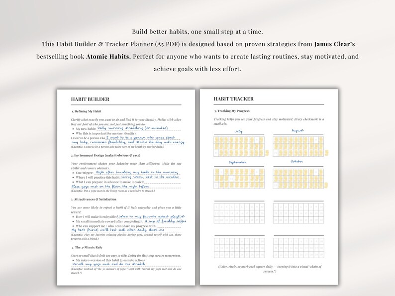 Habit Tracker & Habit Builder, Printable Goal Tracker, Behavioral ...