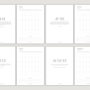 Undated Monthly Calendar, Printable Planner, Dashboard Planner, Inserts ...