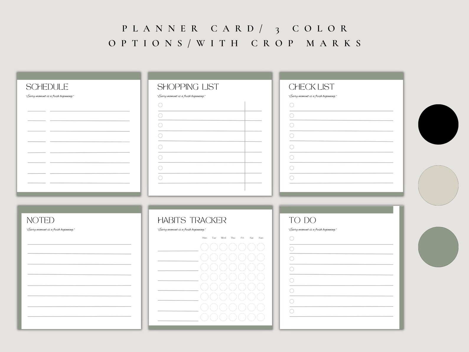 Printable Planner Cards | 3 Color Options | Planner Cards | Journal ...