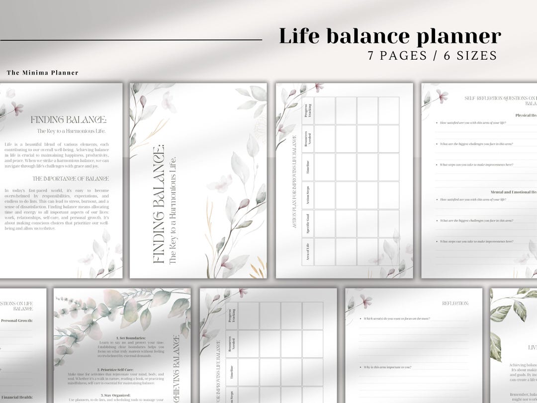 PRINTABLE Balance Planner, Planner Dashboard, A5, Half Letter, Personal ...
