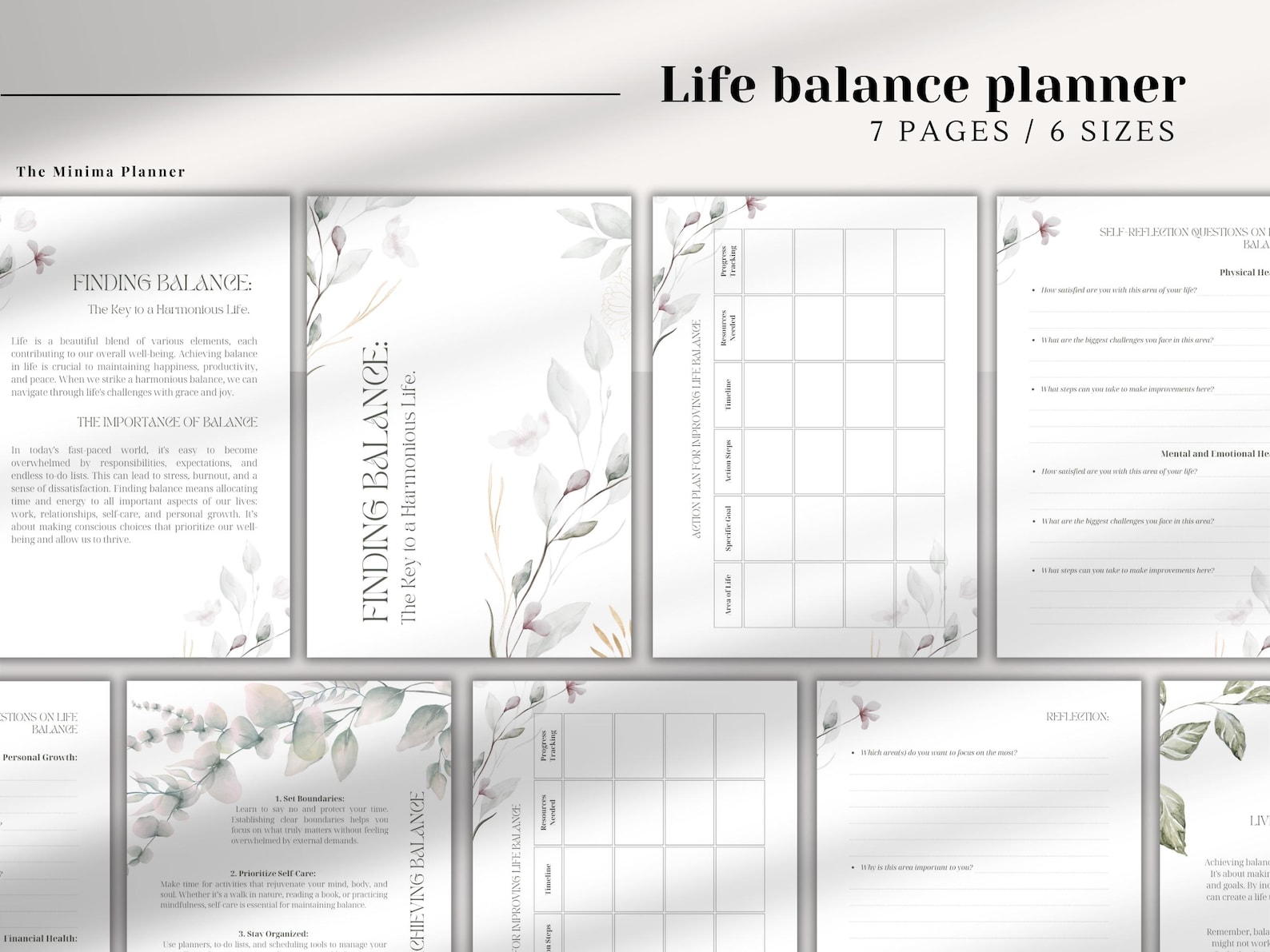 PRINTABLE Balance Planner, Planner Dashboard, A5, Half Letter, Personal ...