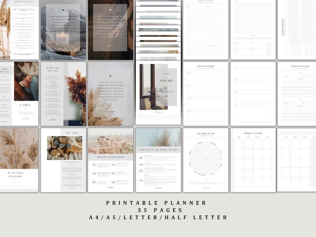 Printable Planner, Dividers, Inserts, Monthly Dashboard Set, the Wheel ...