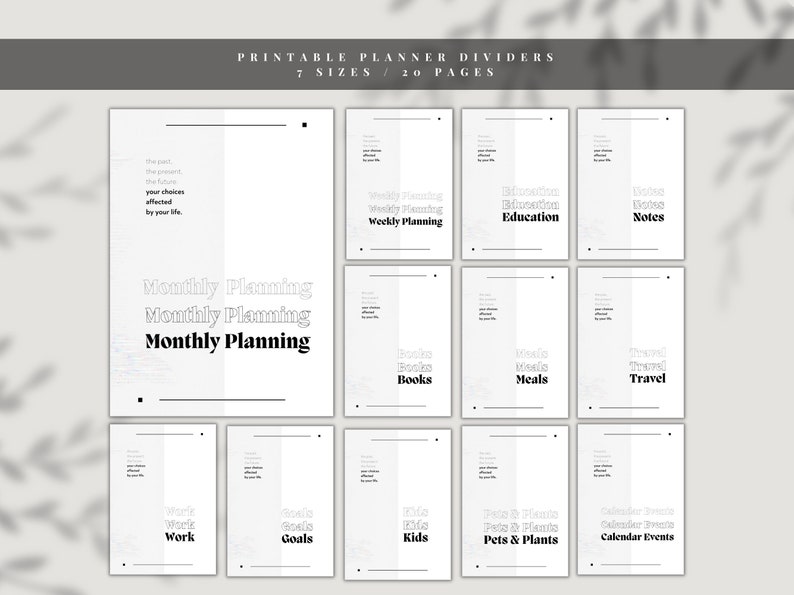 PRINTABLE Planner, Dashboard Set, Planner Dividers,a5,half Letter ...