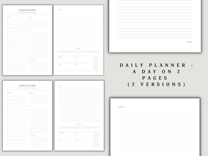 Undated Daily Printable Planner, 6 Sizes, Daily Planner, Schedule ...