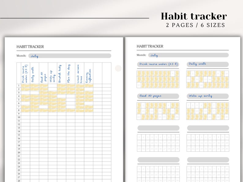 Printable Monthly Habit Tracker: Minimalist Routine Planner (digital ...