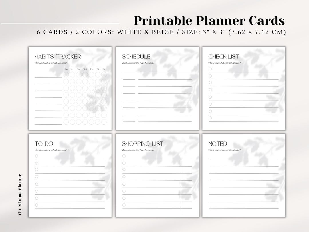 Printable Planner Cards | Planner Cards | Journal Cards | Stationary ...