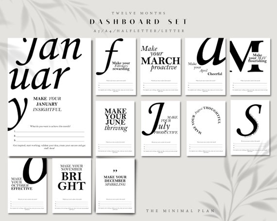 MONTHLY PRINTABLE Planner Dashboard Set Inserts for A5 A4 or - Etsy UK