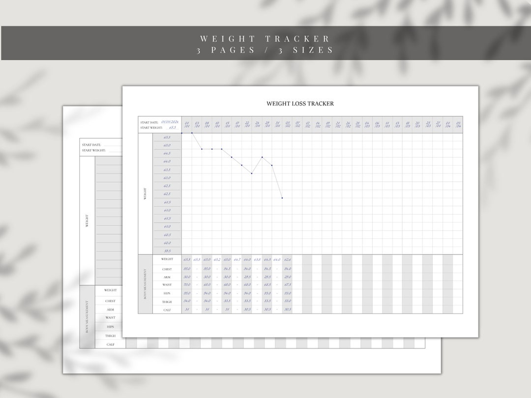 Printable Weight Tracker, Weight Log Template, Weight Loss Planner ...