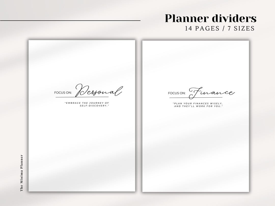 Universal Planner Dividers for All Life Areas – Available in A5, Half ...