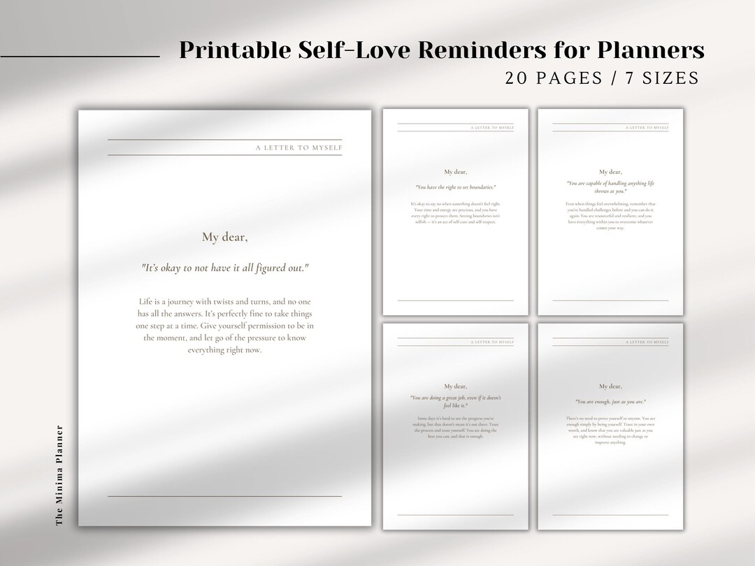 Printable Self-love Reminders for Planners, 20 Pages Planne in Size: A5 ...