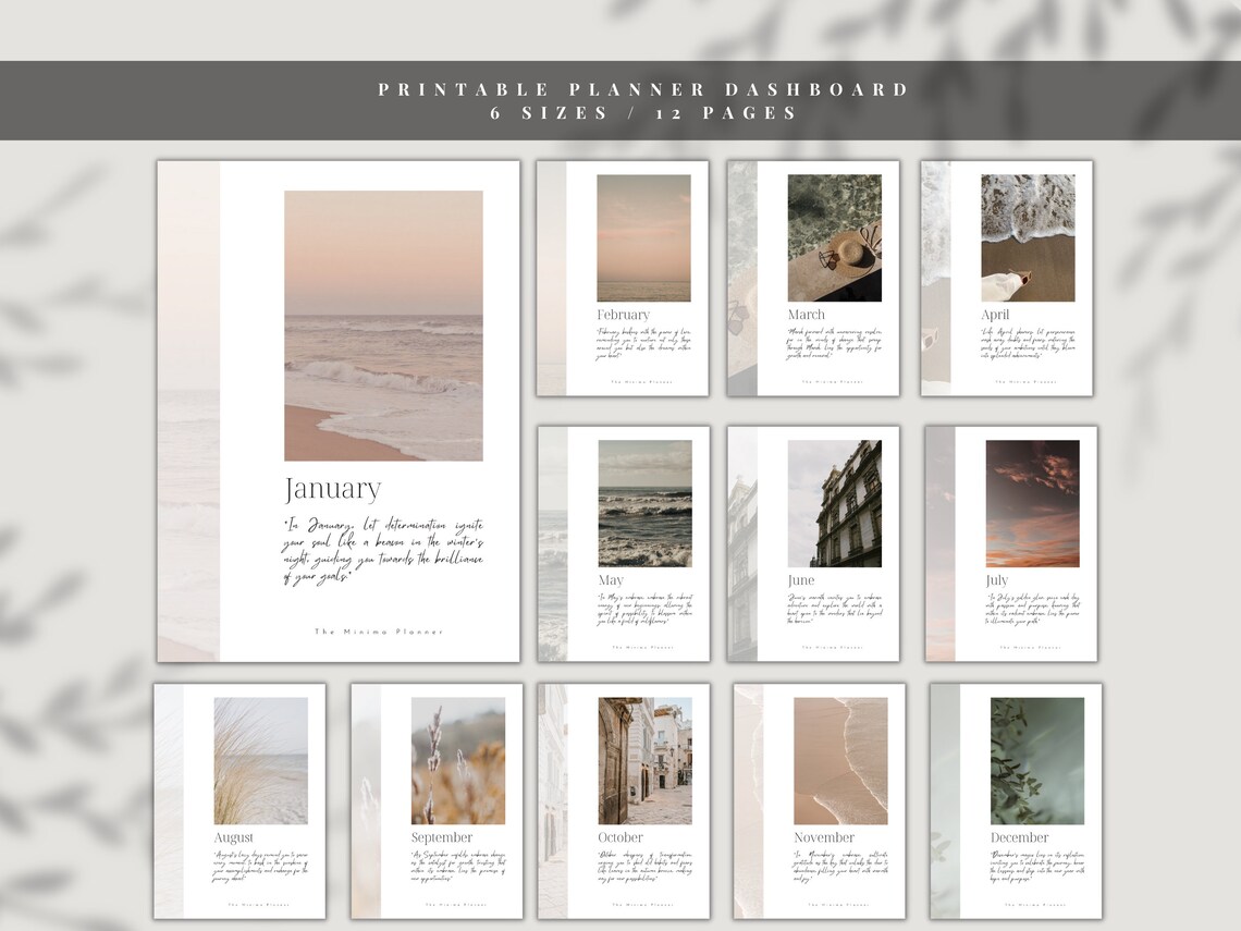 PRINTABLE Planner, Dashboard Set, Monthly Dashvoard, A5, Half Letter ...