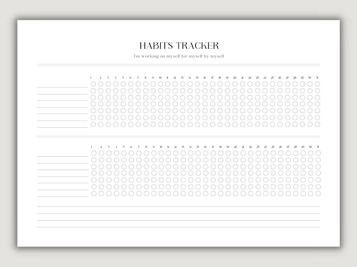 Habit Tracker Printable, Monthly Tracker, Tracker Template, Routine ...