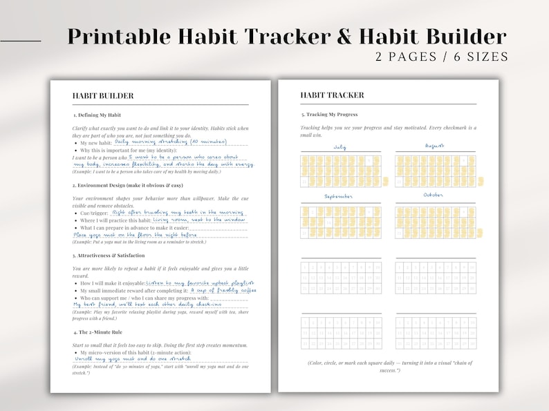Habit Tracker & Habit Builder, Printable Goal Tracker, Behavioral ...