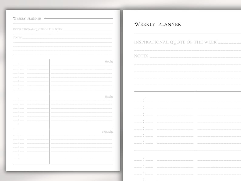 Weekly Planner, Week on 2 Pages, Week at a Glance, Weekly Schedule ...