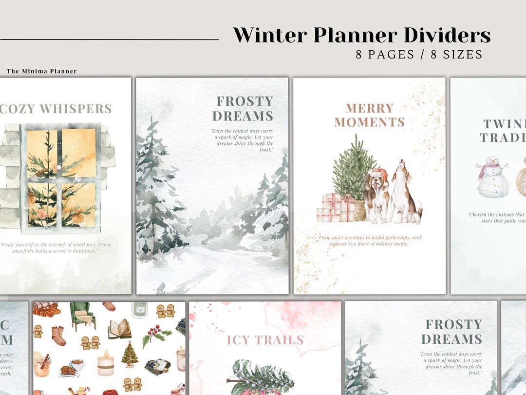 Winter Planner Dividers: Festive Printable Inserts (8 Sizes) (PDF) - Etsy